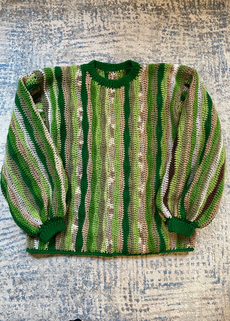 Crocheted Wave Sweater - Earthy Palette - Etsy