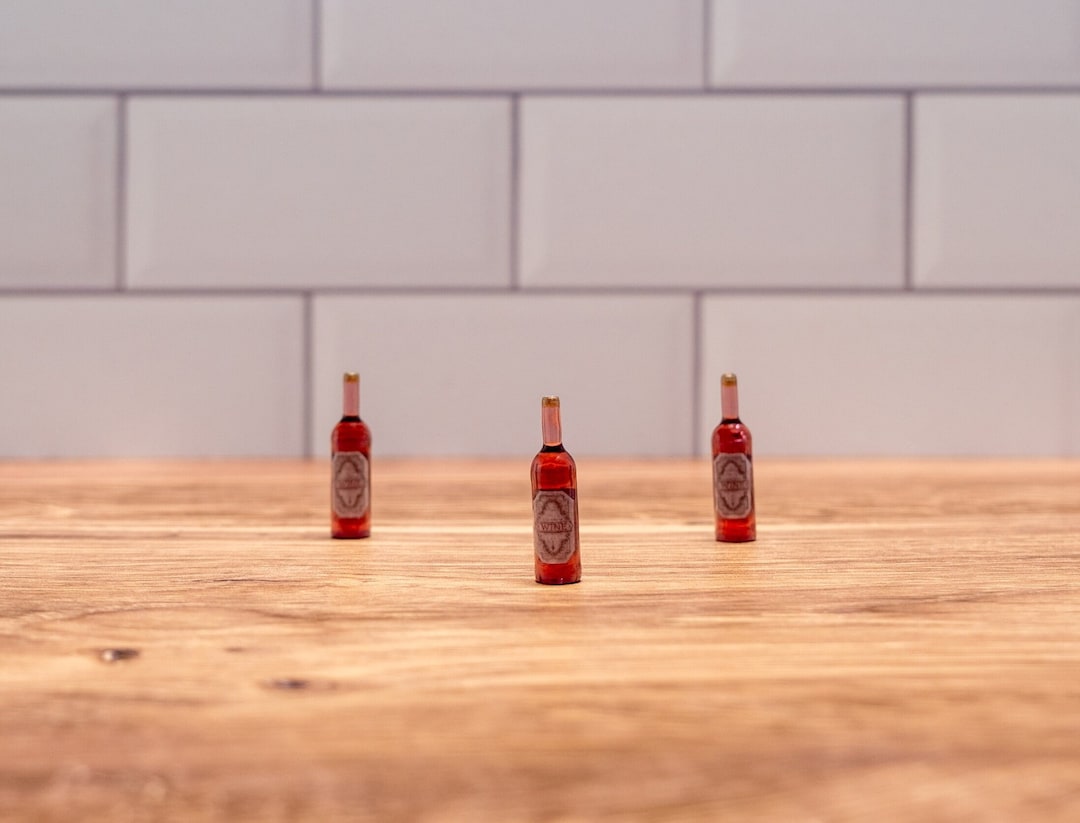 Miniature Red Wine Bottle Handmade With Resin. Fun for Any Dollhouse ...