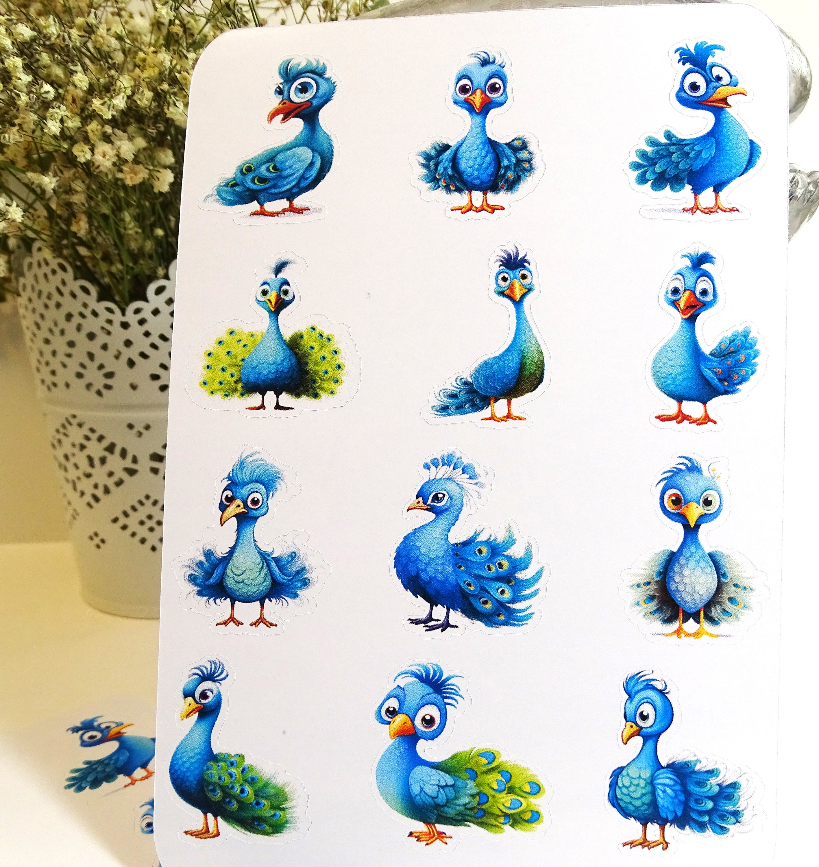 Peacock Stickers Stickers Blue Peacocks Etsy