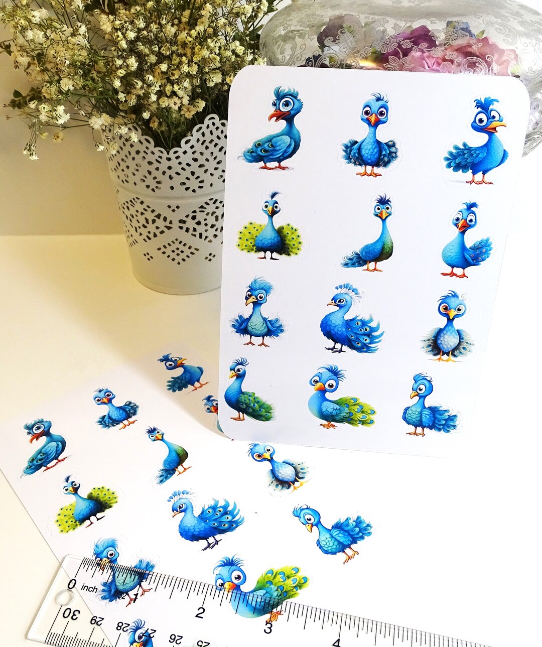 Peacock Stickers Stickers Blue Peacocks Etsy