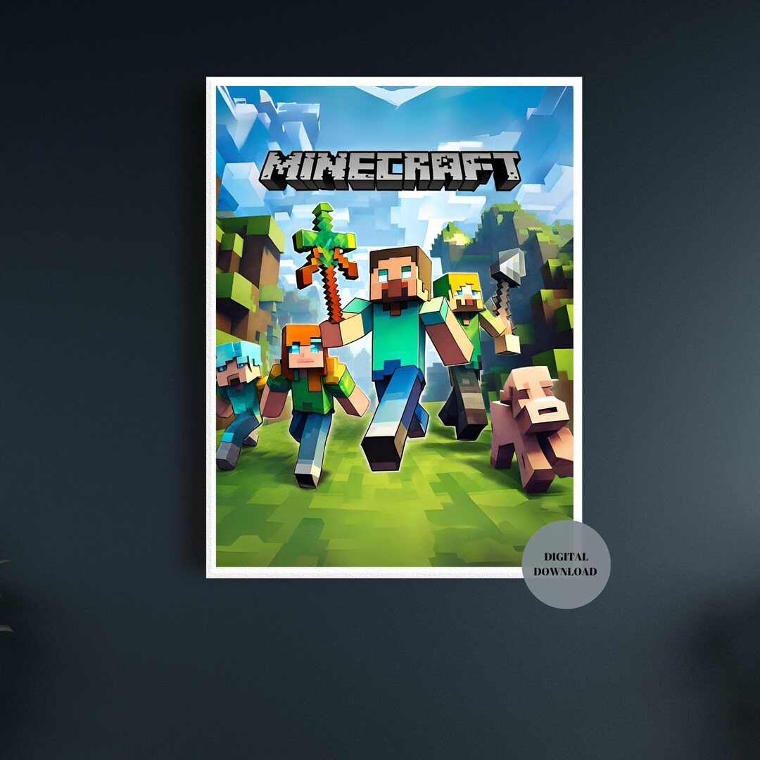 Minecraft Wall Art, Nursery Decor, Creeper, Enderman, Zombie Steve ...