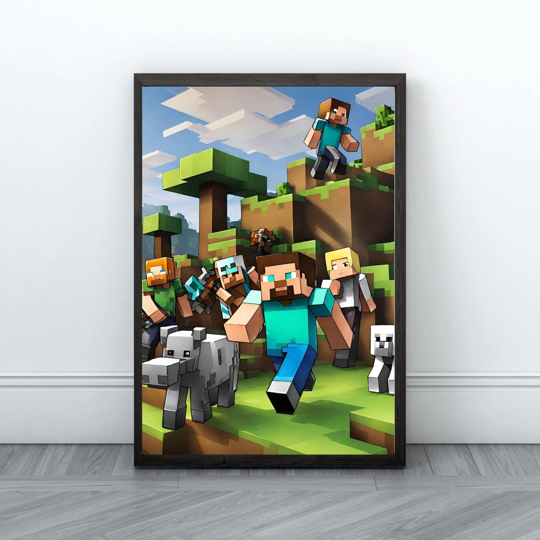 Minecraft Wall Art, Nursery Decor, Creeper, Enderman, Zombie Steve ...