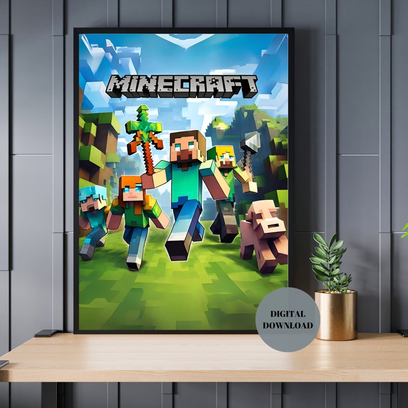 Minecraft Prints, Creeper, Steve, Zombie,nursery Decor, Video Game ...