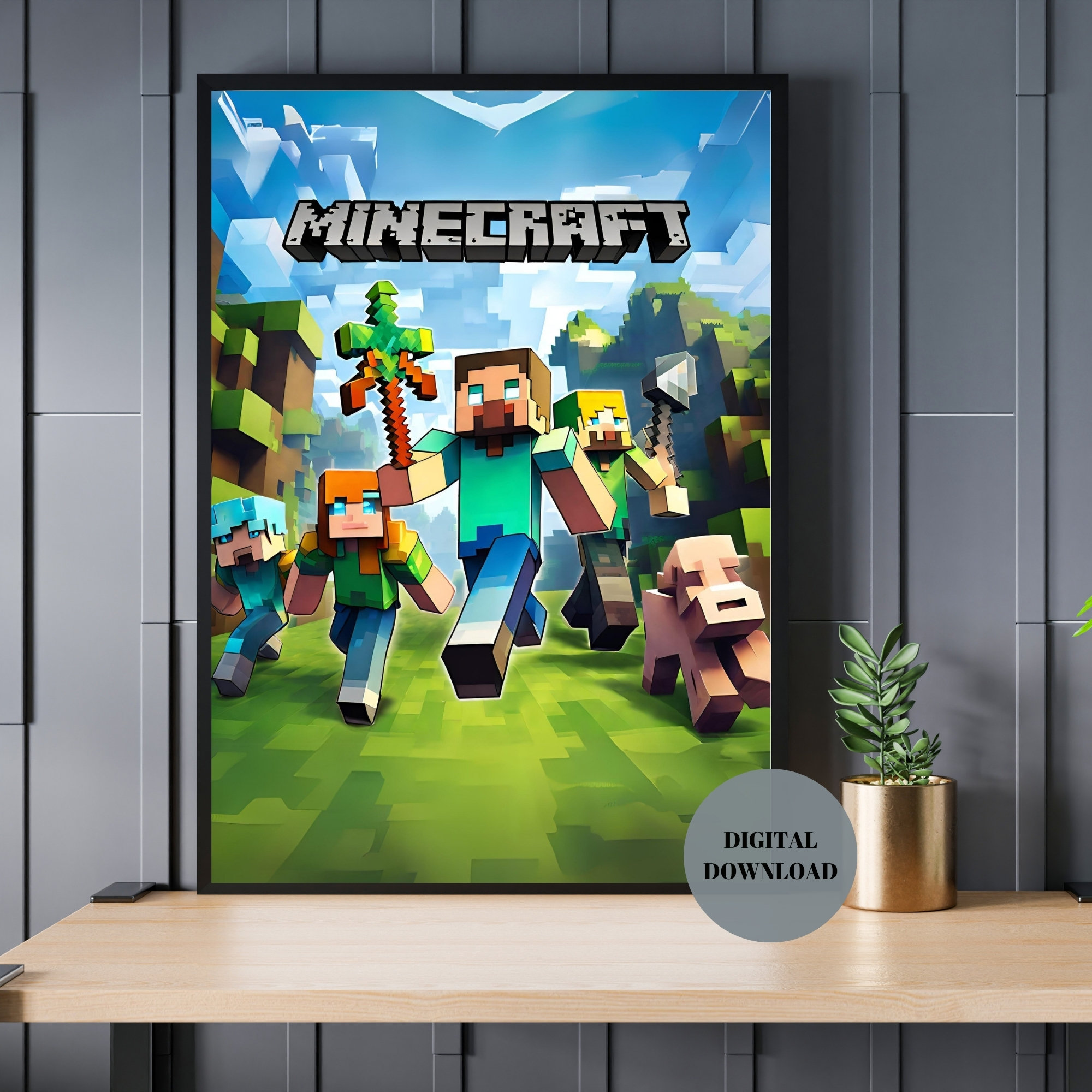 Minecraft Prints, Creeper, Steve, Zombie,nursery Decor, Video Game ...