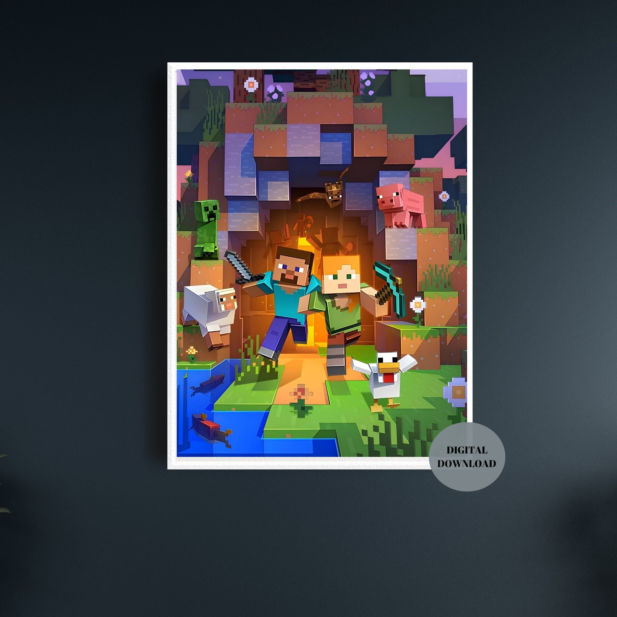 Minecraft Game Poster Wall Art Room Decor - Etsy