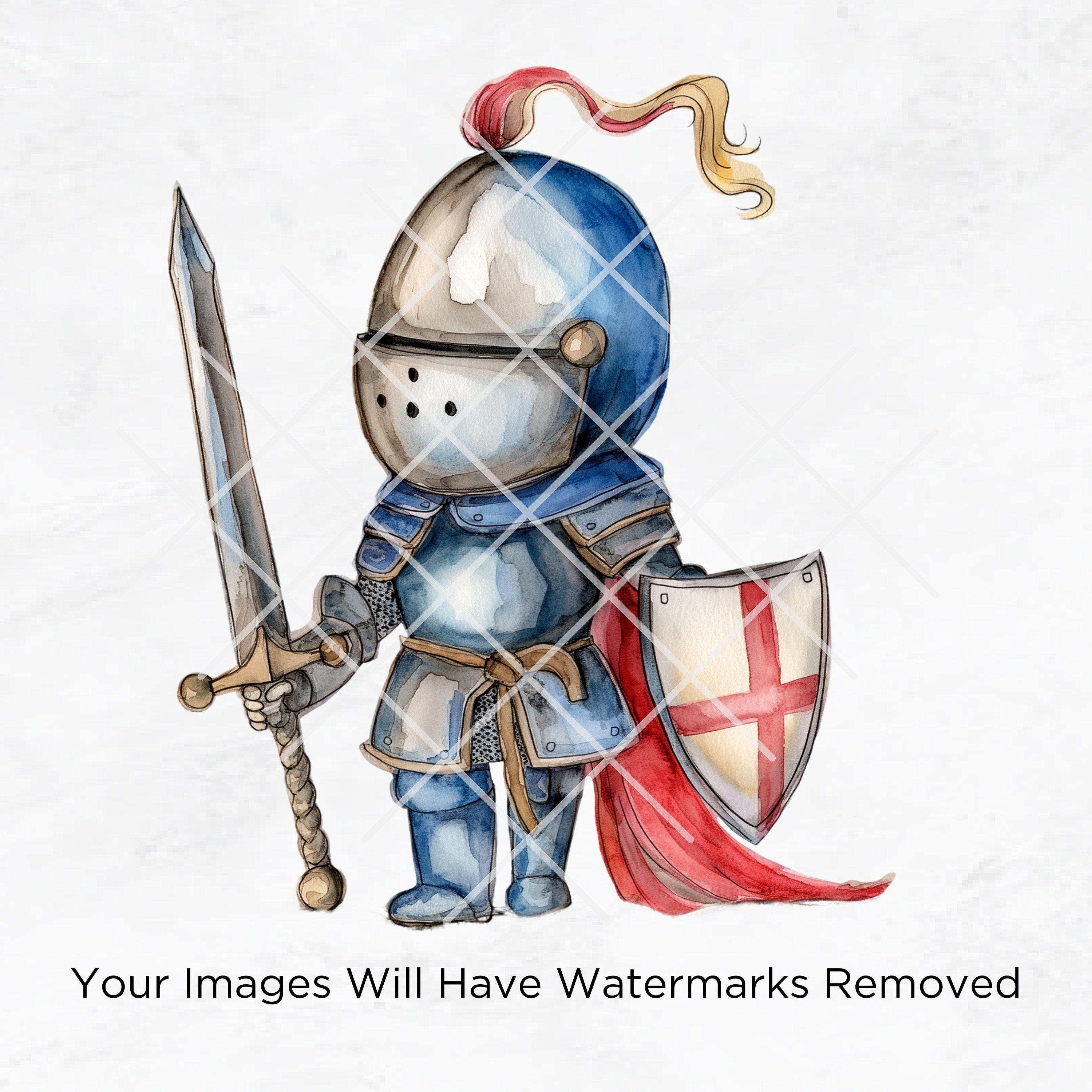 Cute Watercolor Medieval Clipart Bundle, Medieval Knight PNG, Medieval ...