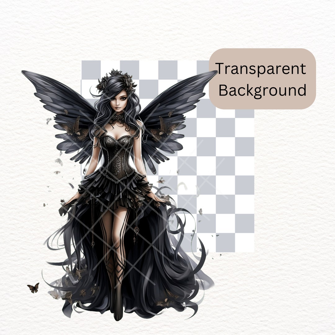 Dark Fairy PNG Clipart Bundle, Gothic Fairy Clipart, Black Fairy PNG ...