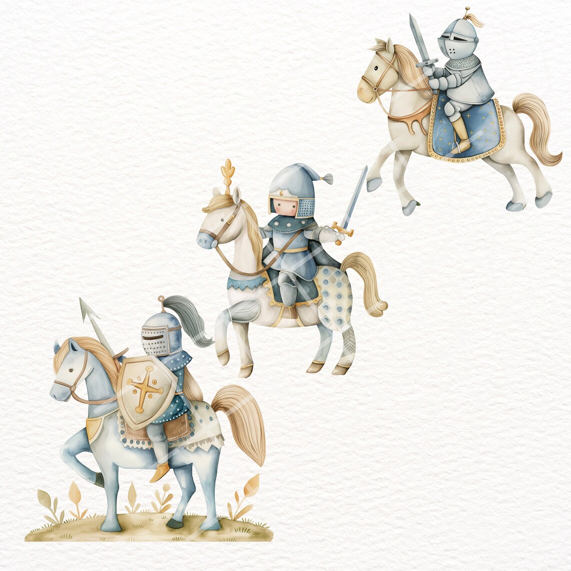 Cute Watercolor Medieval Clipart Bundle, Medieval Knight PNG, Medieval ...
