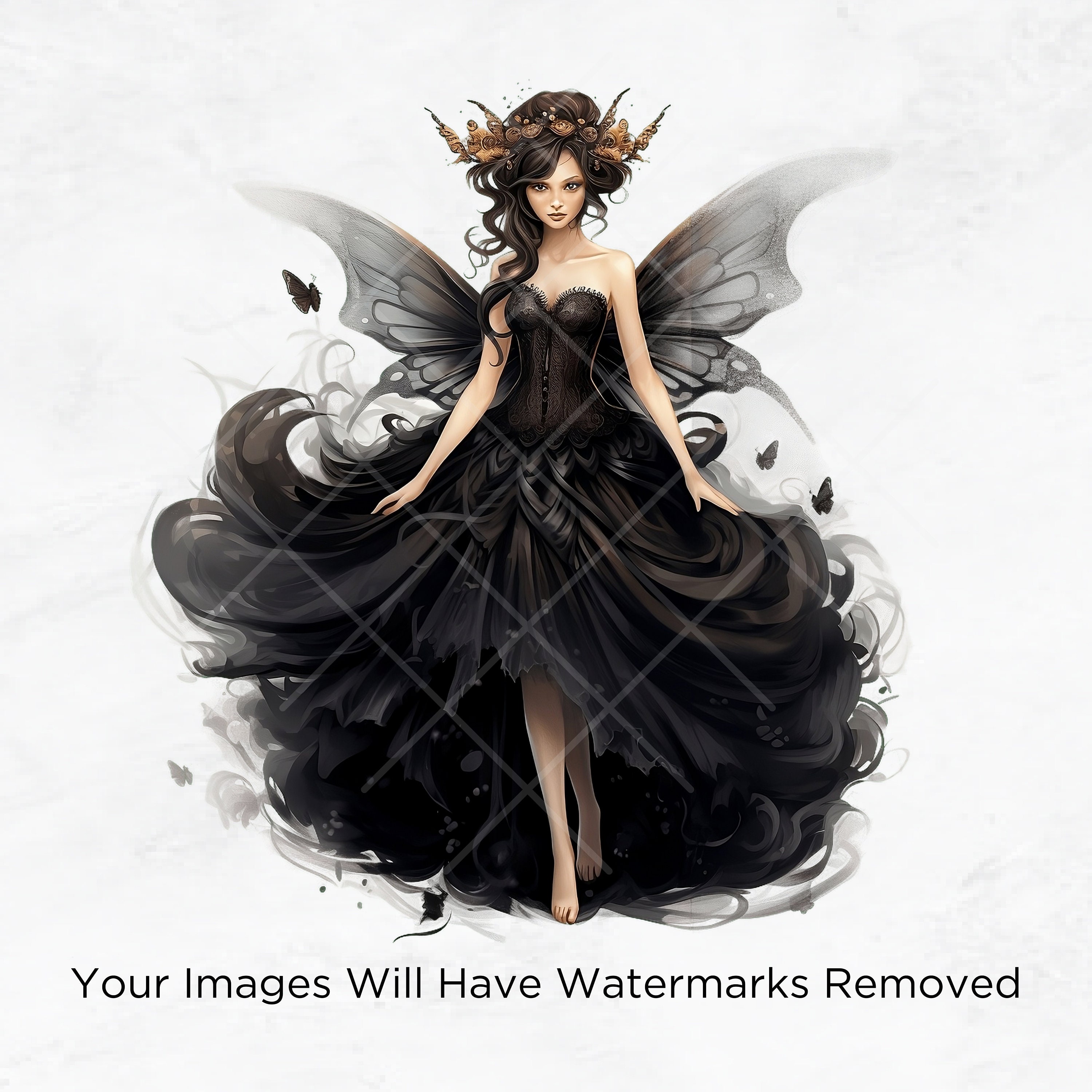 Dark Fairy PNG Clipart Bundle, Gothic Fairy Clipart, Black Fairy PNG ...