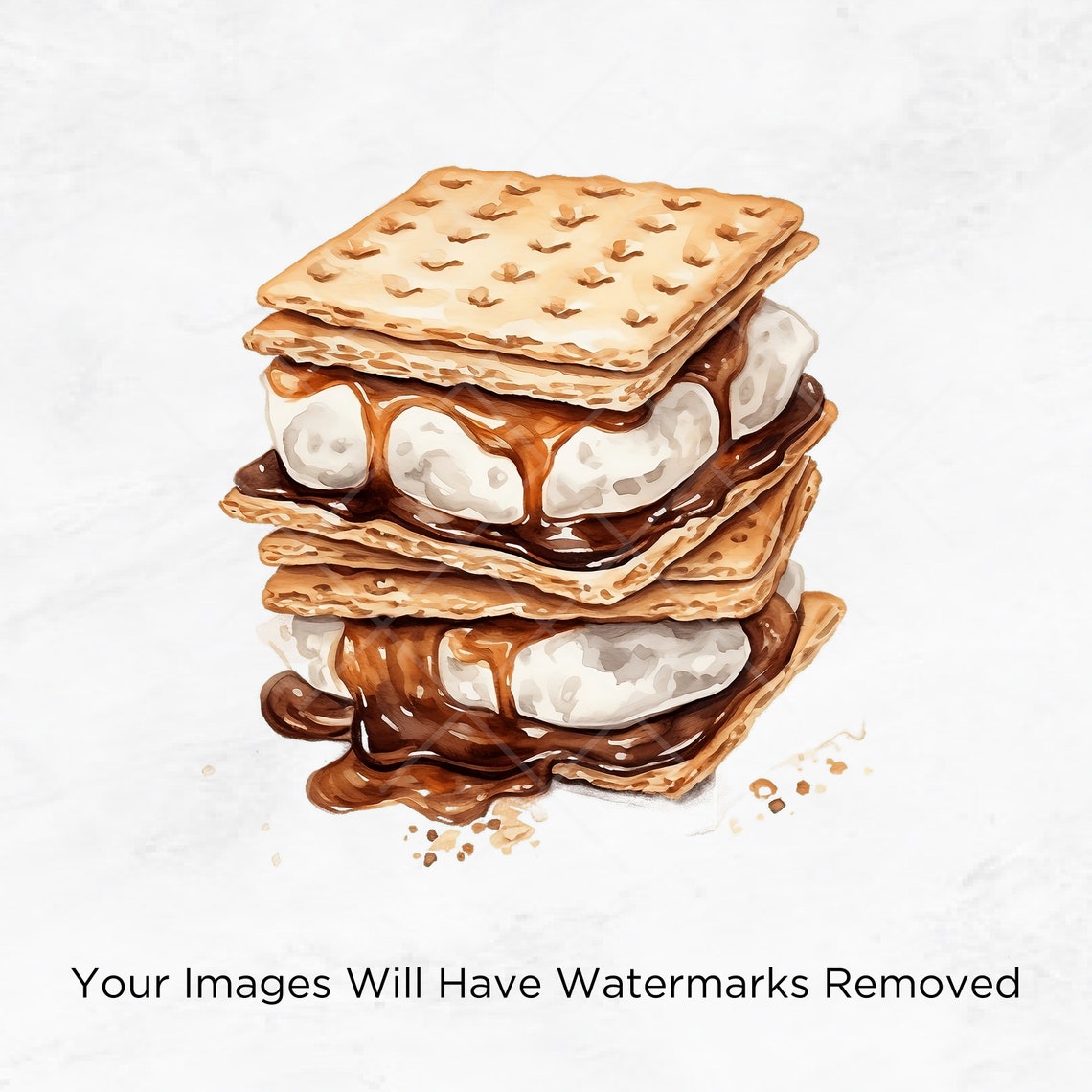 Smore Clipart, Marshmallow Clipart, Smores Clipart, Watercolor Smores ...