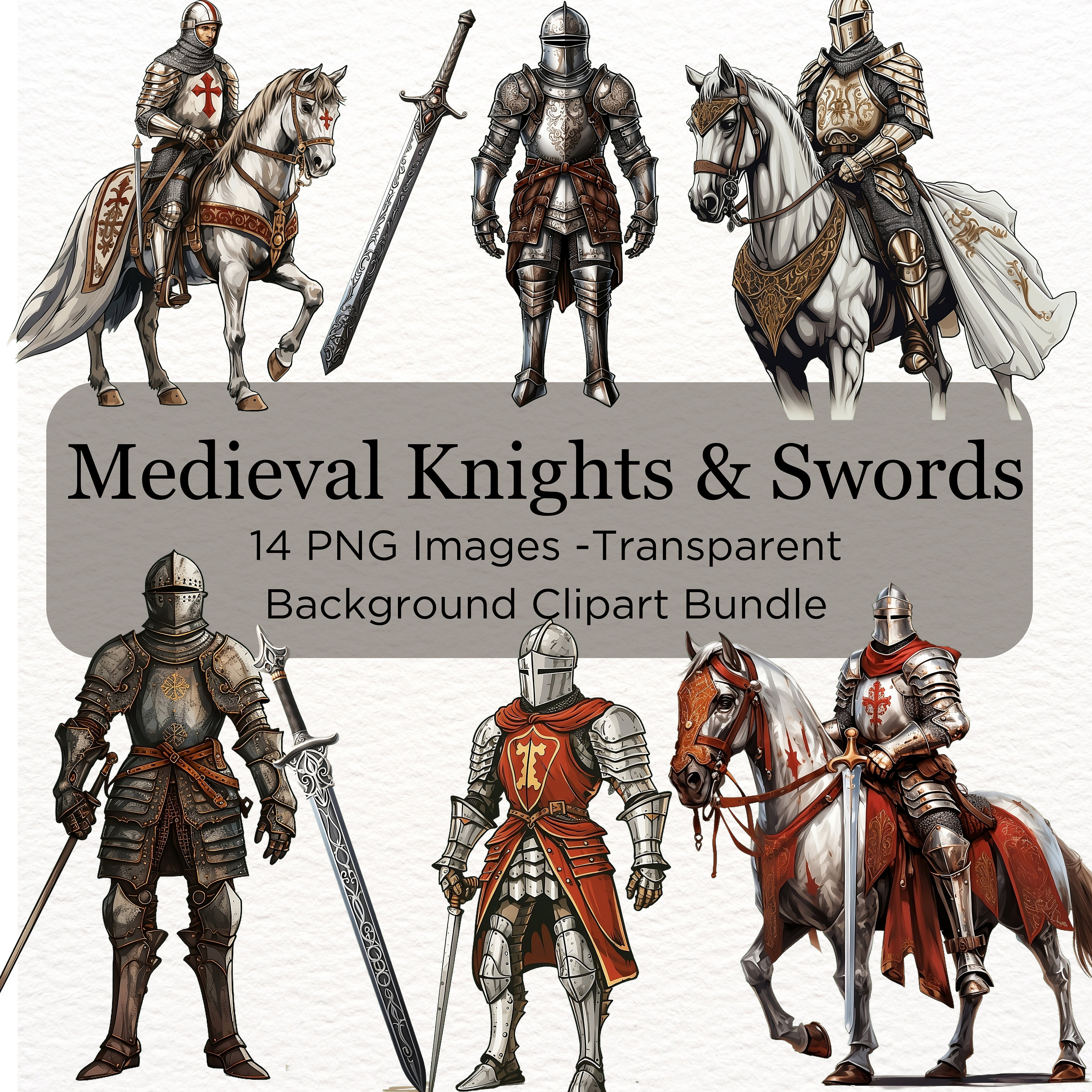 Medieval Clipart Bundle, Medieval Knight PNG, Medieval Knights Clip Art ...
