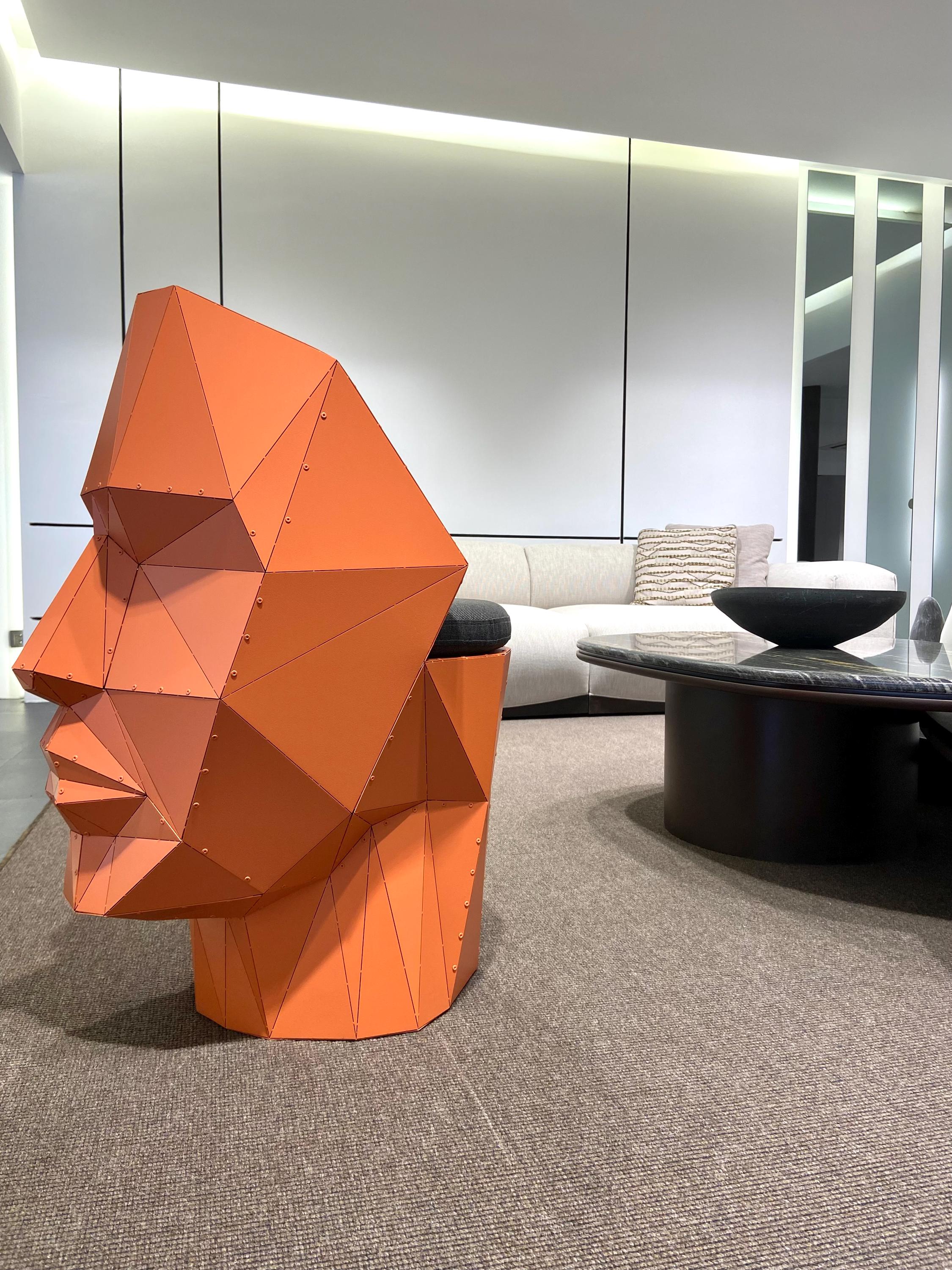 Hand-assembled Metal Human Face Chair: Modern Art Deco Seater Home ...