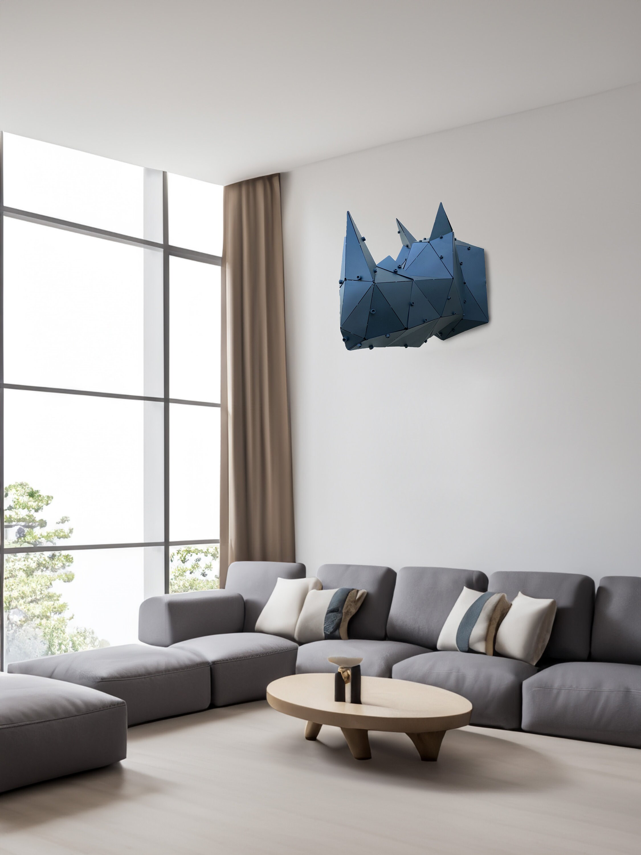 Rhino Metal Wall Decor, 3D Metal Art Decor, Metal Rhino Sculpture, Low ...