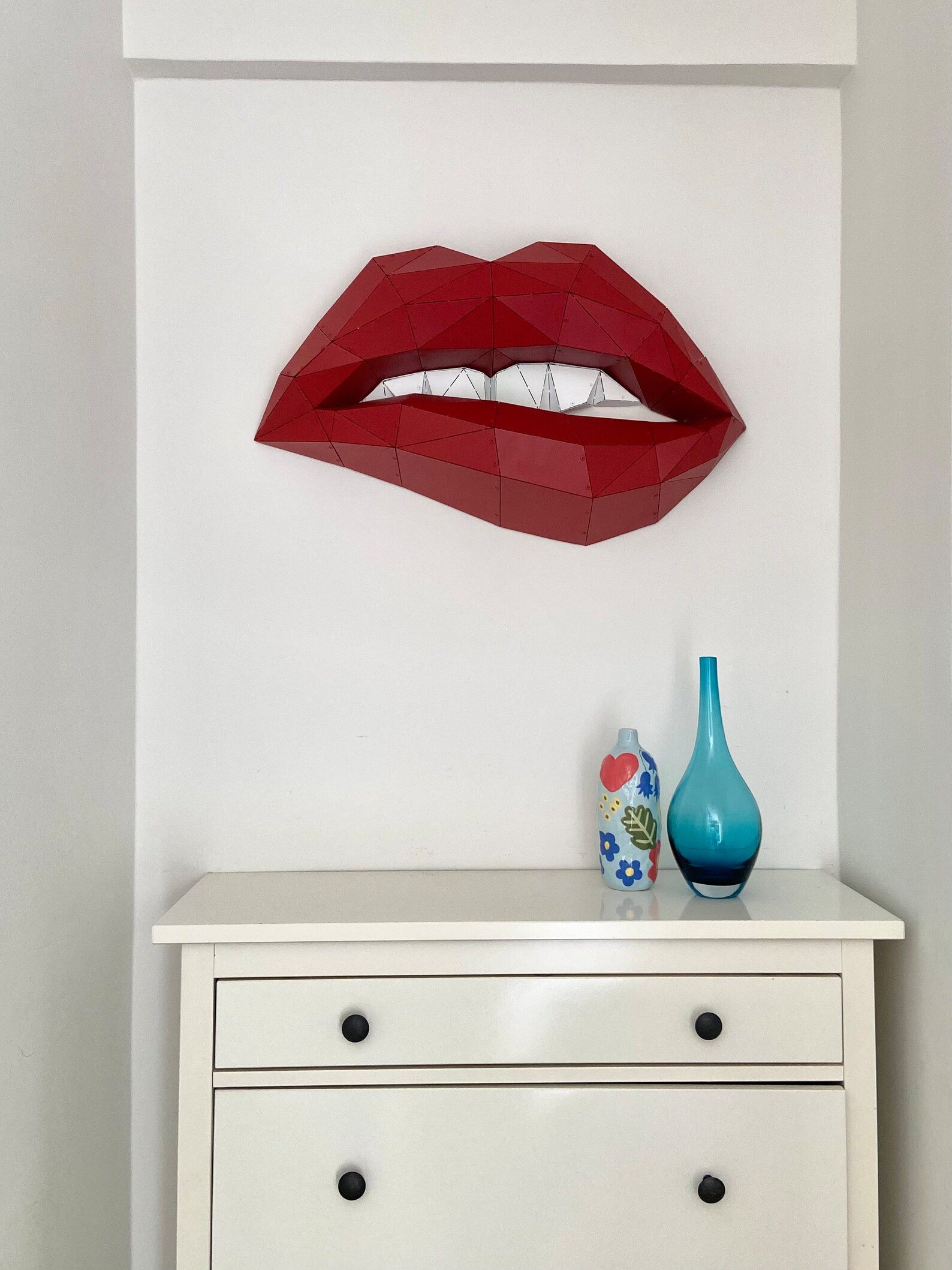 3D Metal Lips Wall Art: Galvanized Steel Sculpture, Red & White - Etsy