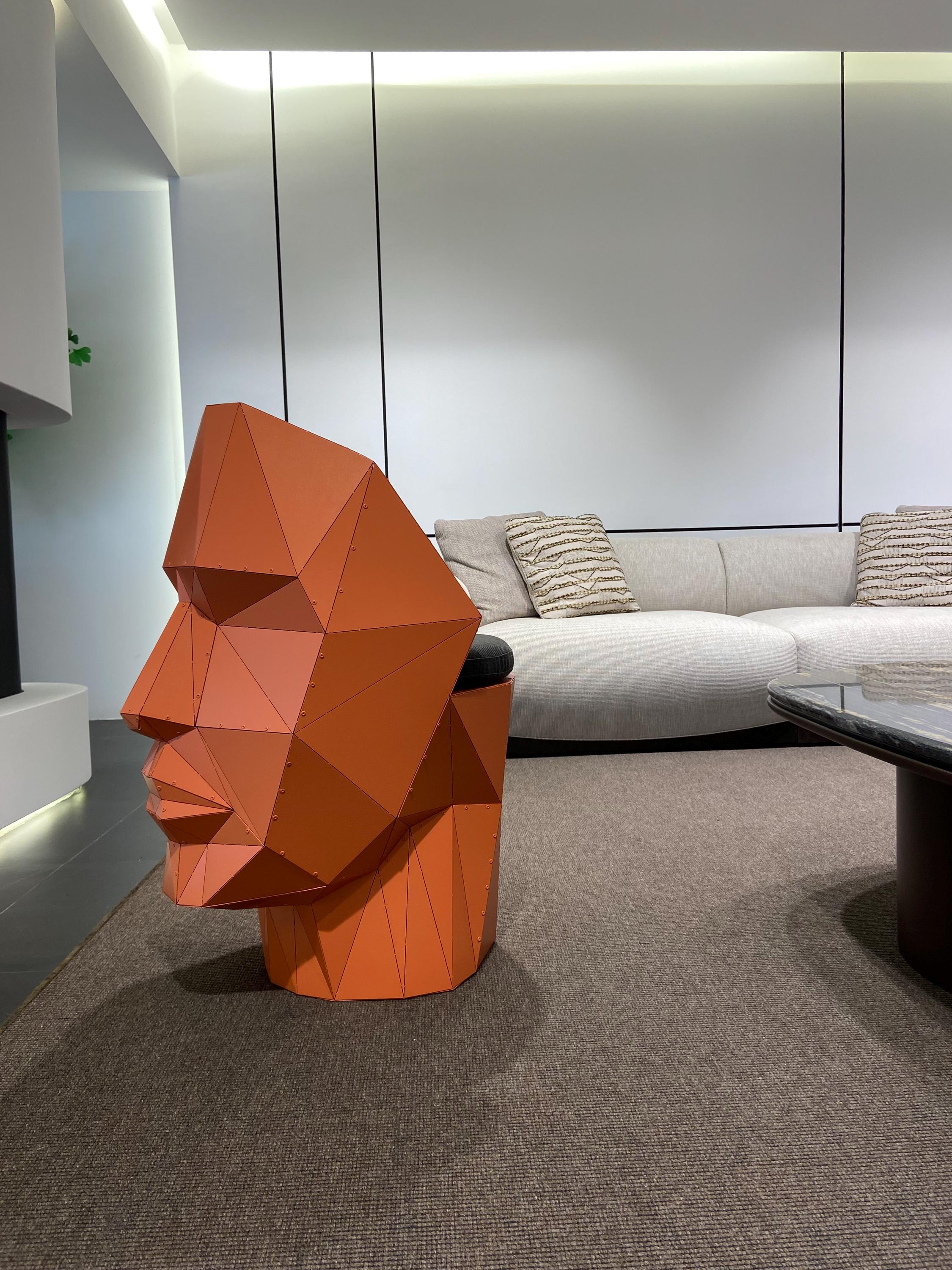 Hand-assembled Metal Human Face Chair: Modern Art Deco Seater Home ...