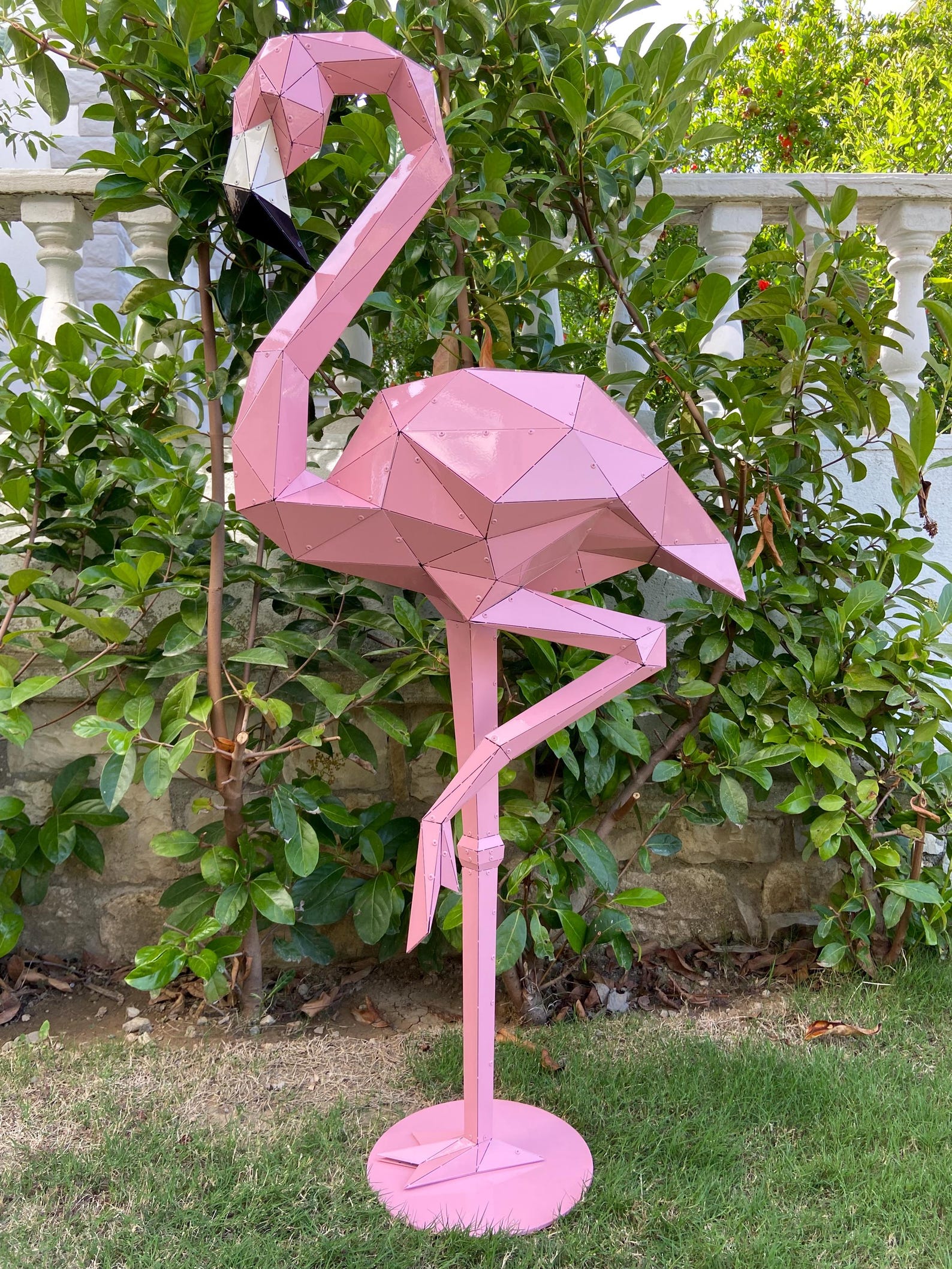 3D Metal Low Poly Flamingo Sculpture: Pink Art Deco Garden Statue - Etsy