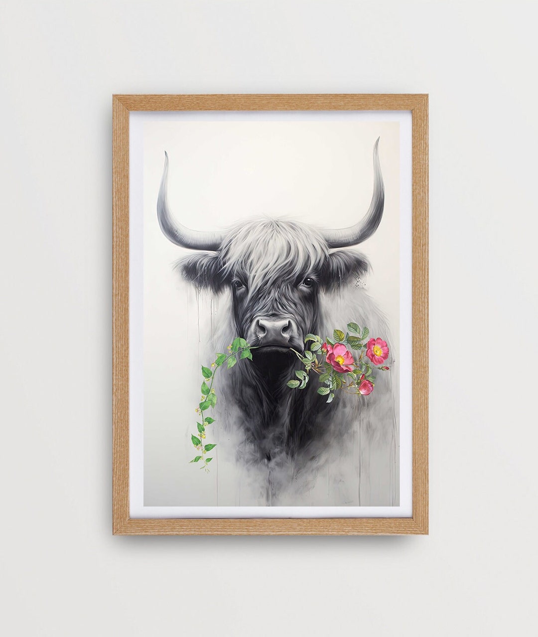 Highland Cow Decor Farmhouse Decor Shaggy Cow Print Rustic Home Decor ...