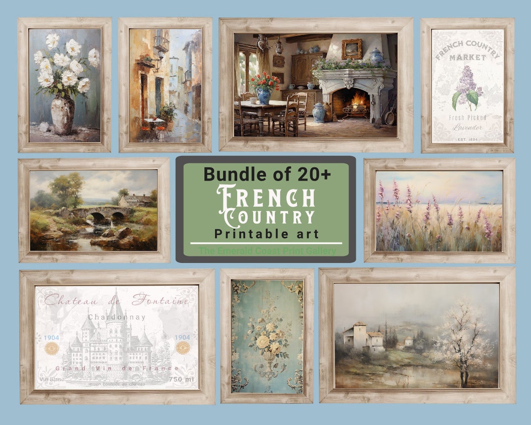 French Country Gallery Wall Art Set Of 20 Vintage Art Prints Set Landscape Printable Wall Art