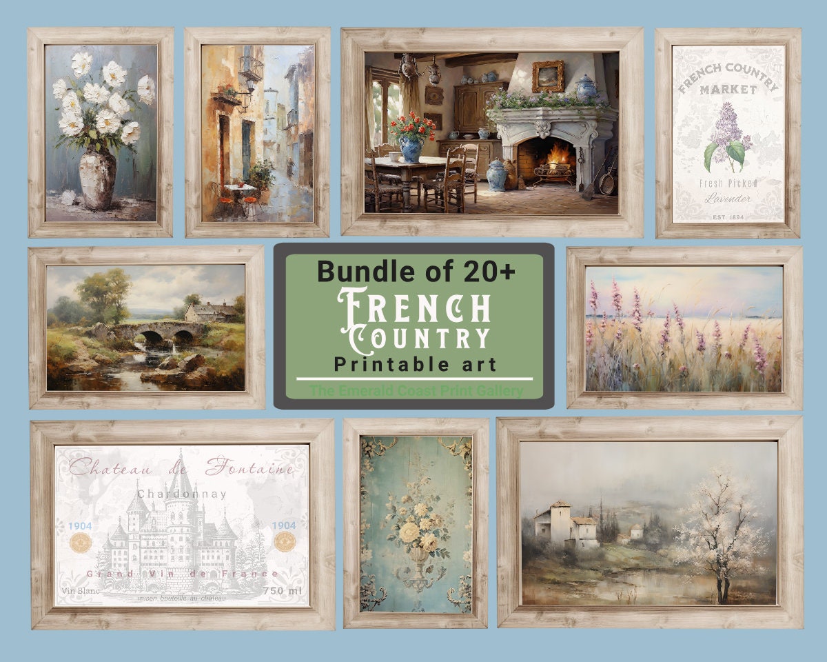 French Country Gallery Wall Art Set of 20 Vintage Art Prints Set ...