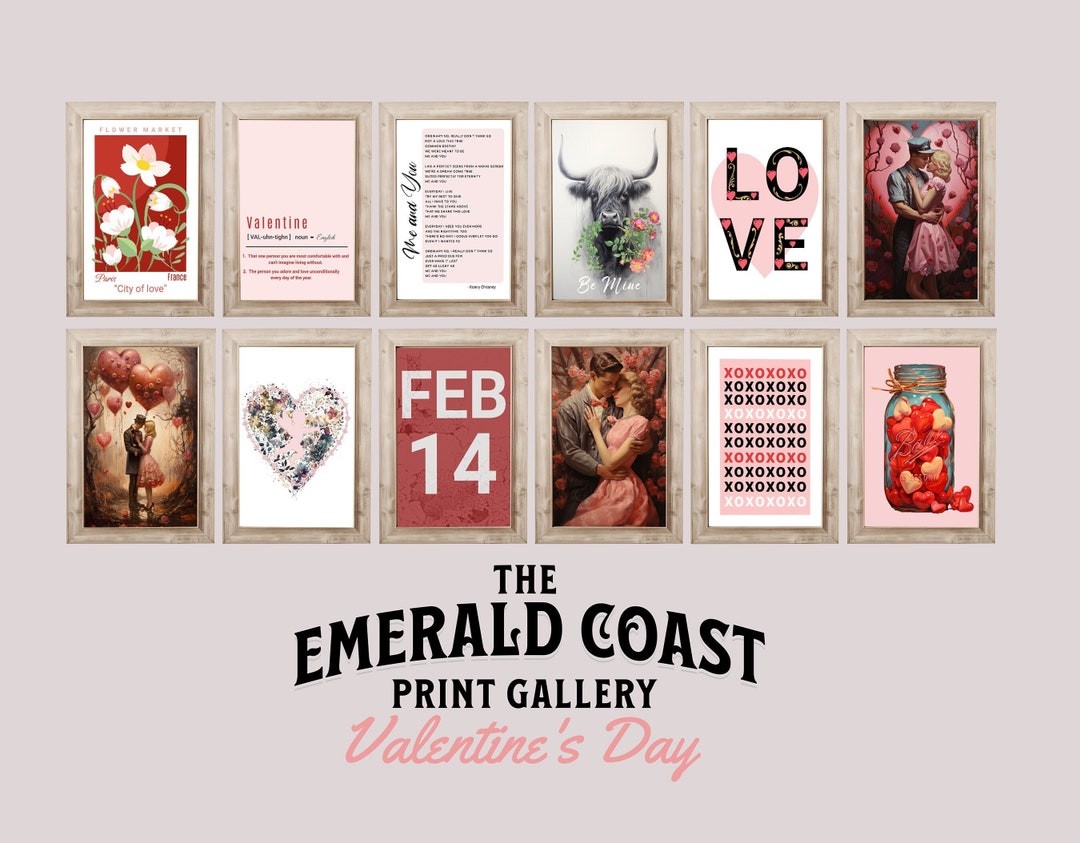 Valentines Day Decor Set of 12 Prints Valentines Gallery Wall Digital ...