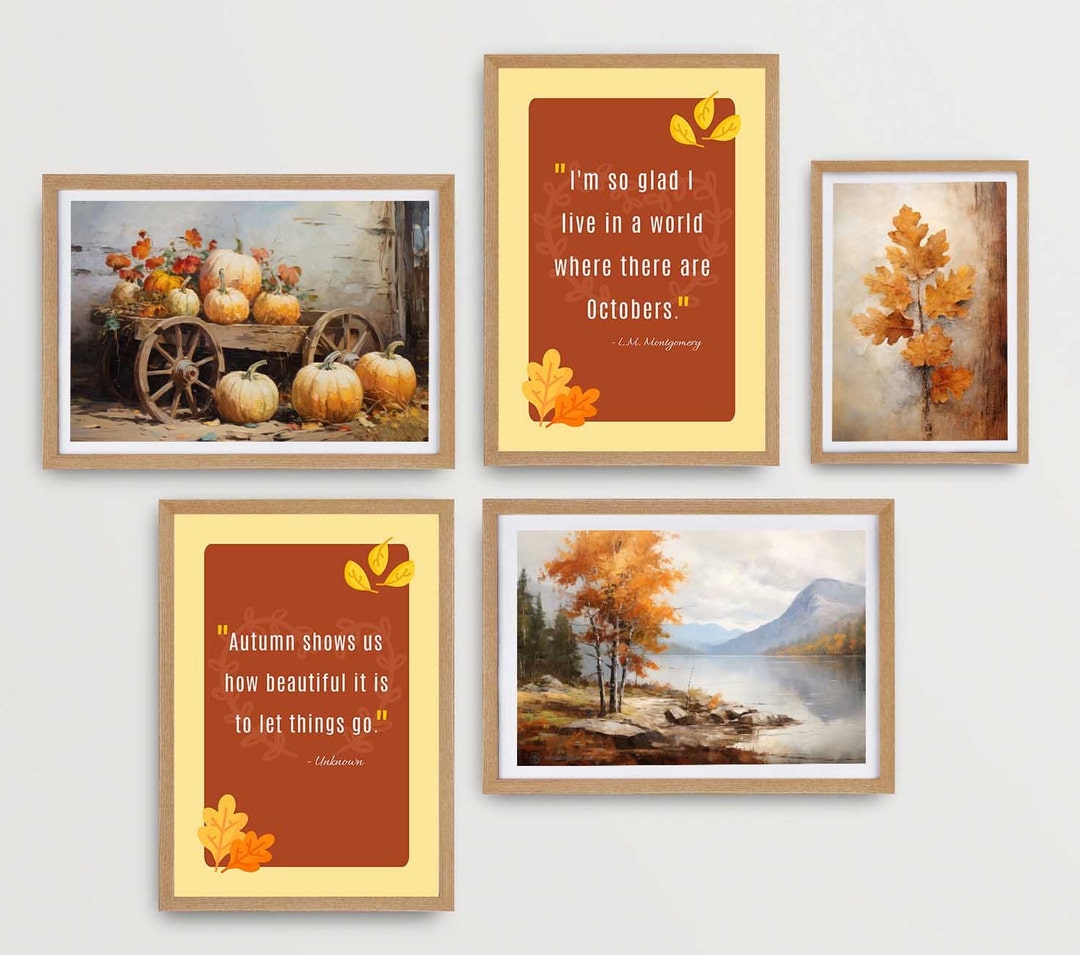 Fall Gallery Wall Printable Set of 5 Fall Decor Warm Aesthetic Decor ...