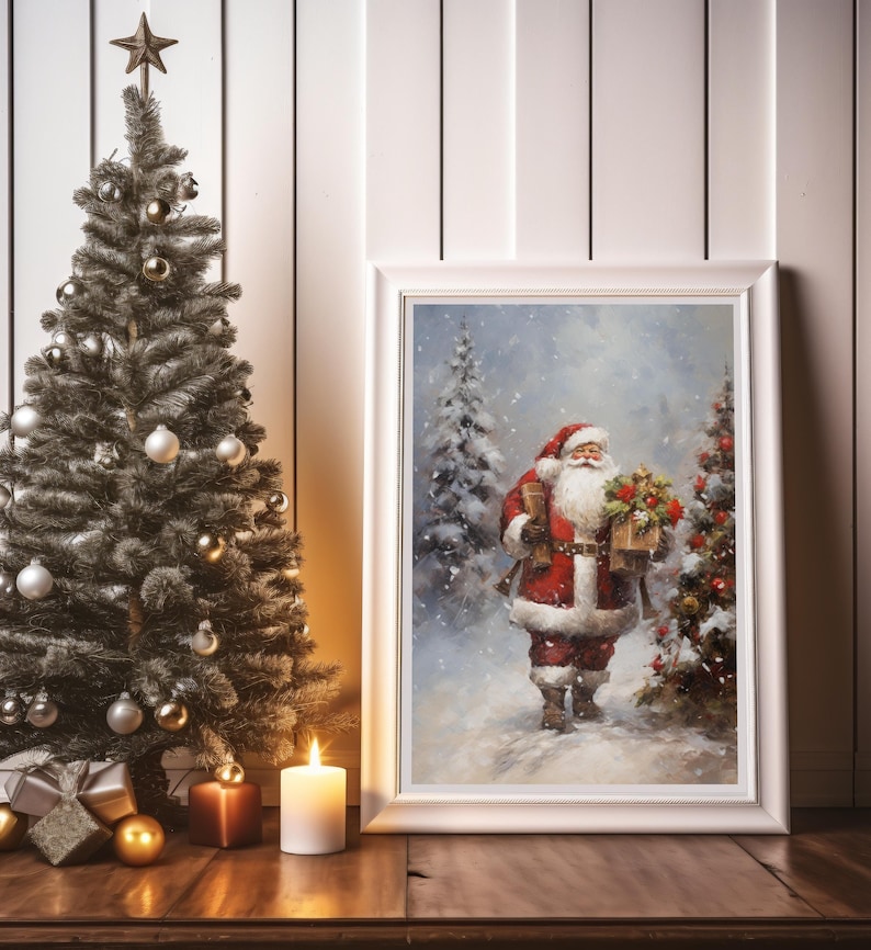 Santa Claus Wall Art Christmas Digital Download Santa Print Vintage Christmas Wall Art Printable ...