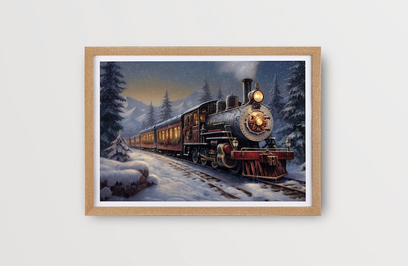 Vintage Christmas Train Christmas Printable Christmas Train Oil ...