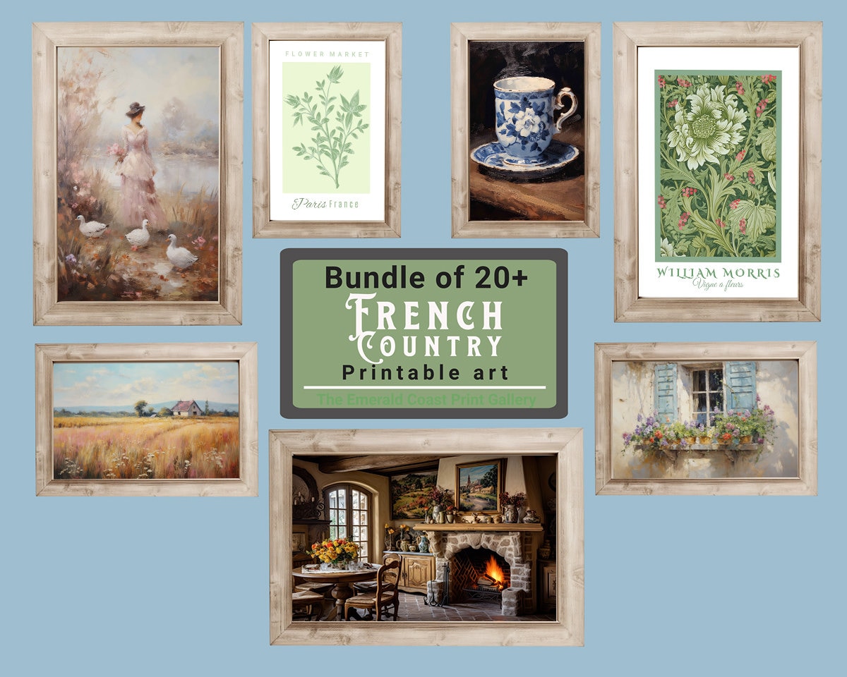 French Country Gallery Wall Art Set of 20 Vintage Art Prints Set ...