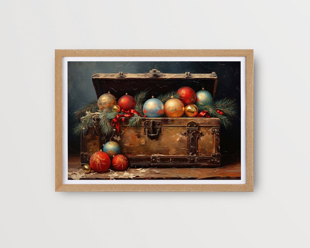 Vintage Christmas Wall Art Christmas Chest Printable Christmas Oil ...