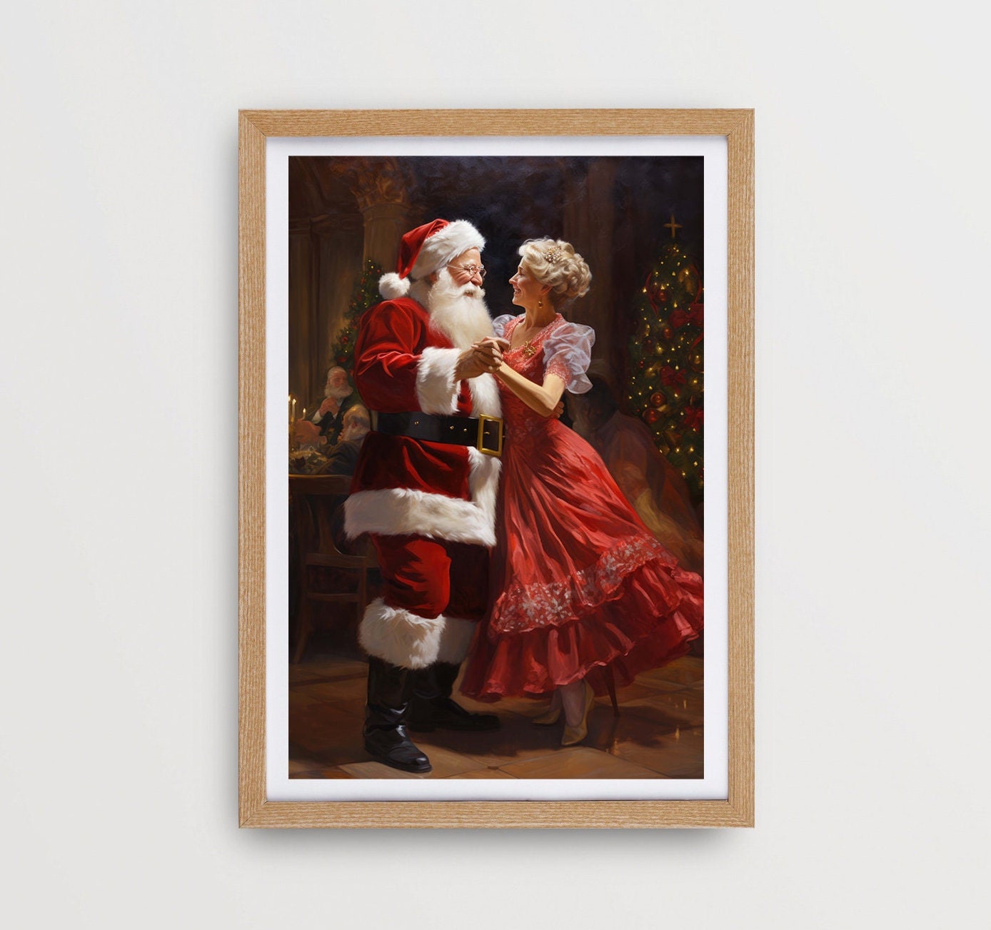 Santa and Mrs. Claus Wall Art Vintage Christmas Oil Painting Print ...
