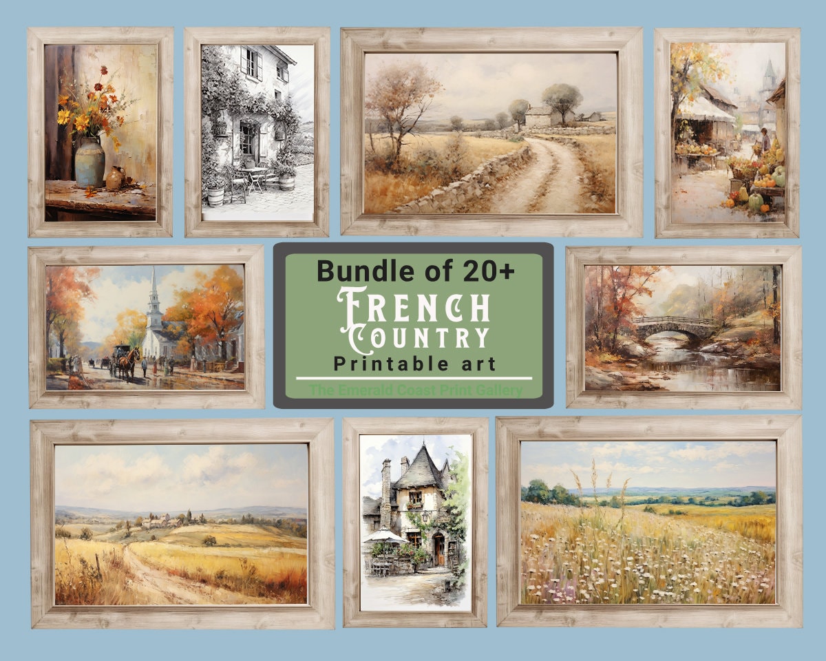French Country Gallery Wall Art Set of 20 Vintage Art Prints Set ...