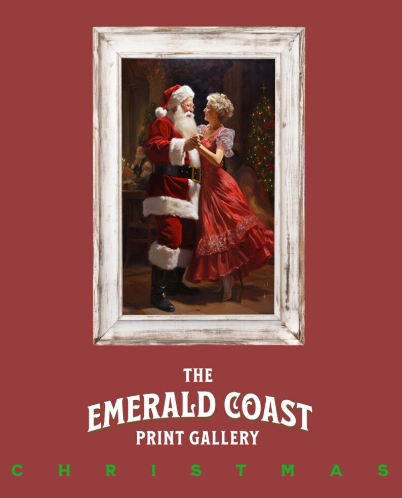 Santa and Mrs. Claus Wall Art Vintage Christmas Oil Painting Print ...