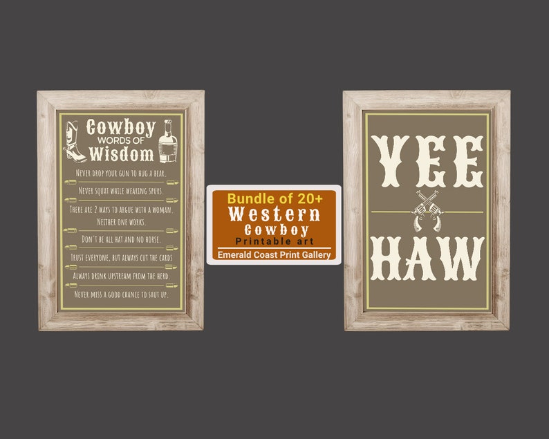 Western Cowboy Gallery Set of 20 Vintage Cowboy Oil Painting Western ...