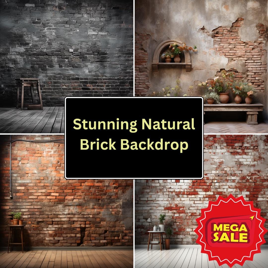 Set of 25 Brick Backdrop Photography Overlays Brick Textured Digital ...