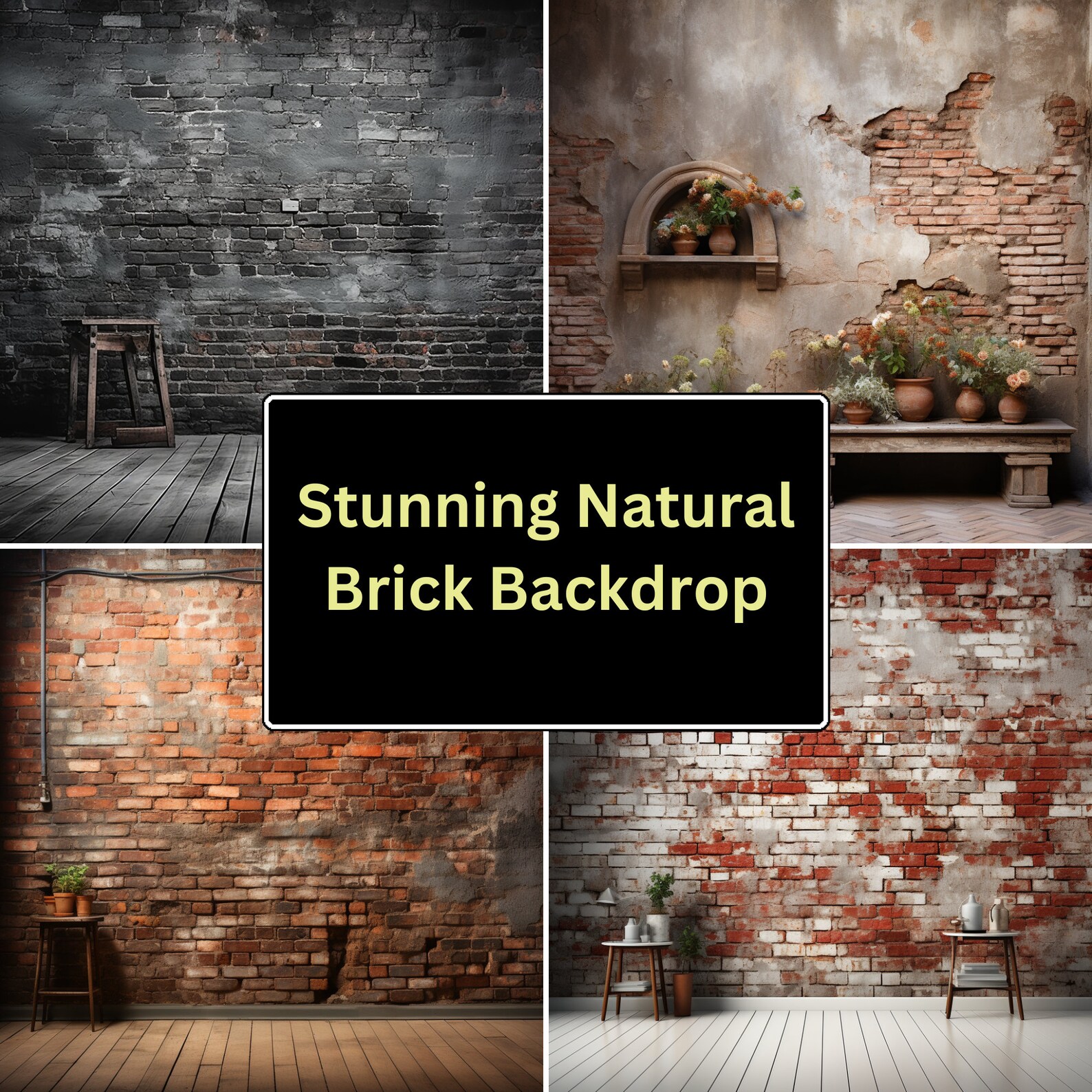 Set of 25 Brick Backdrop Photography Overlays Brick Textured Digital ...