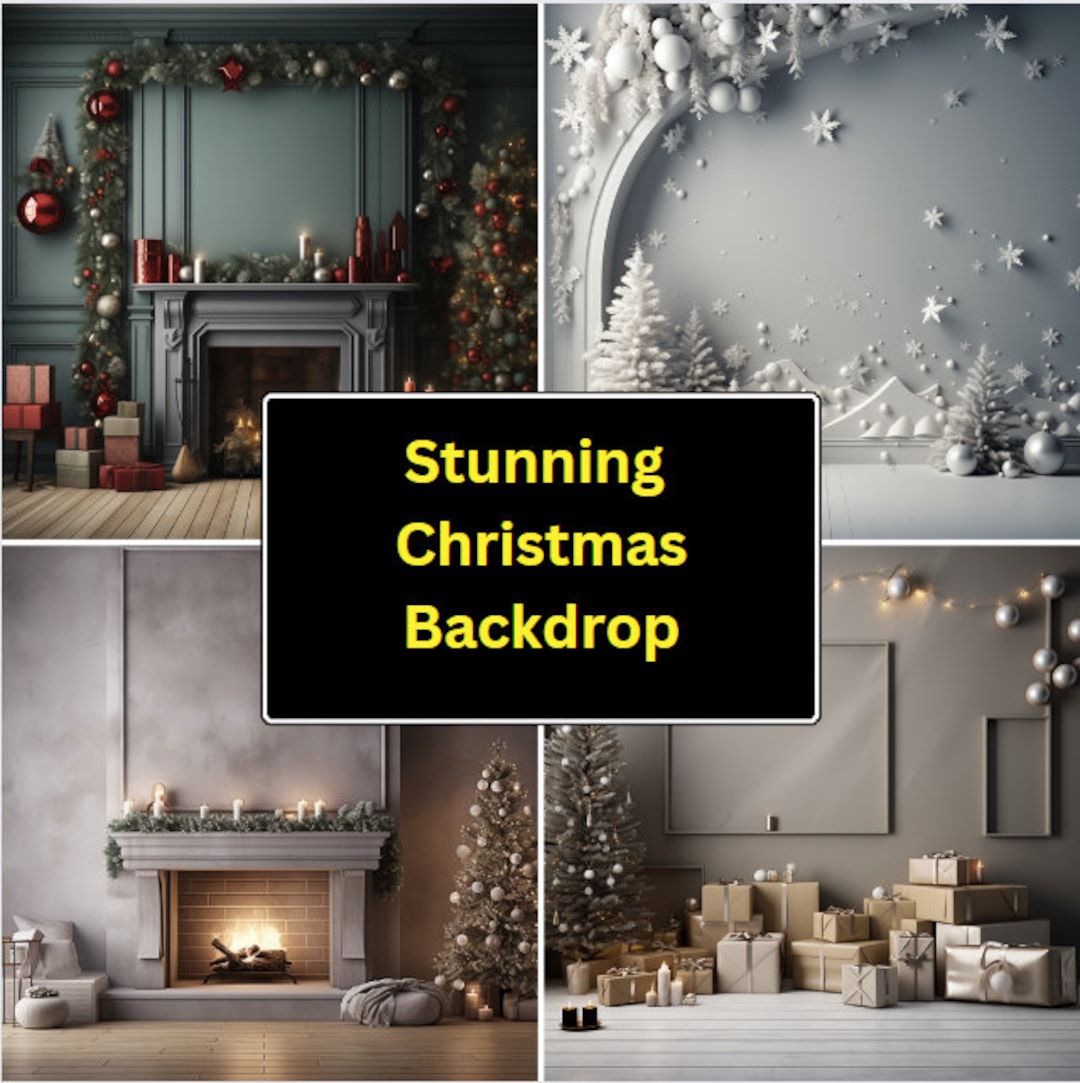Set of 25 Christmas Themed Backdrop Photography Overlays Festive Season Digital Background ...