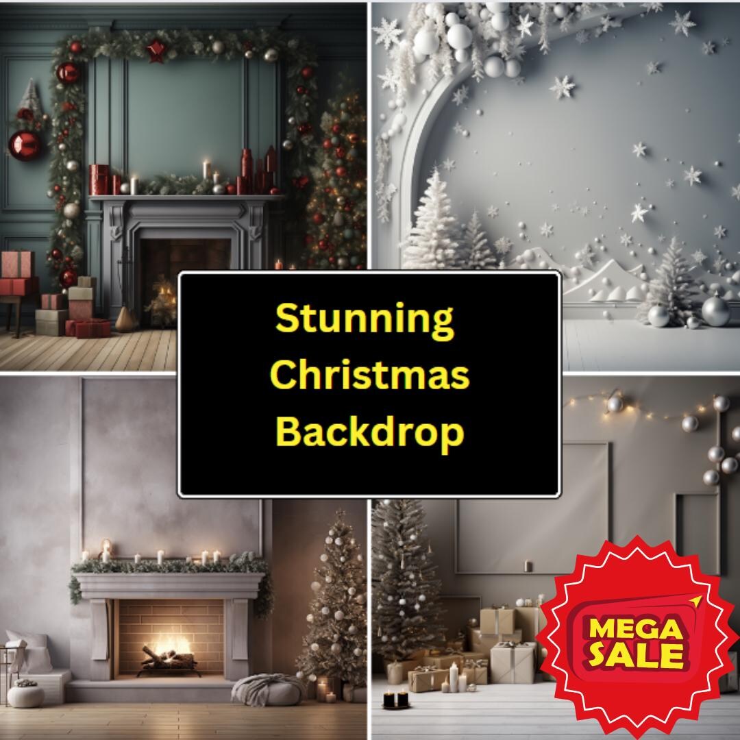 Set of 25 Christmas Themed Backdrop Photography Overlays Festive Season ...