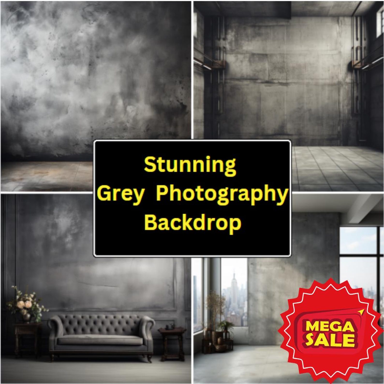 Set of 25 Stunning Grey Backdrop Photography Overlays Different Themes ...