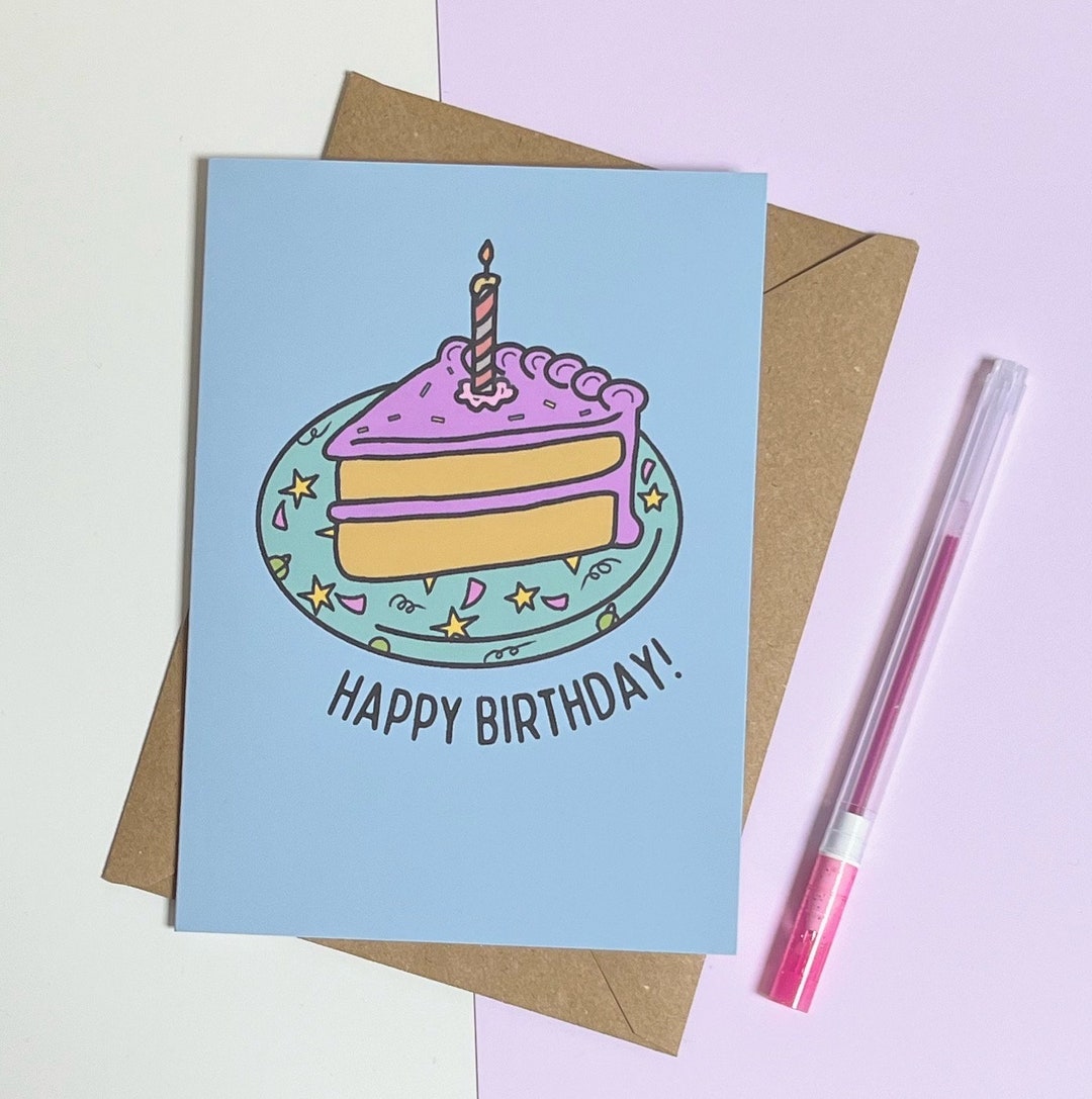 Birthday Cake Slice Card - Etsy UK