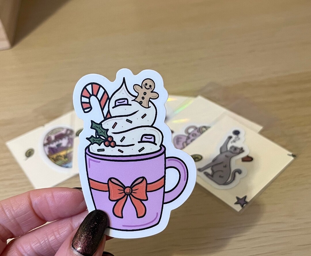 Christmas Hot Chocolate Sticker Water Resistant Sticker - Etsy UK