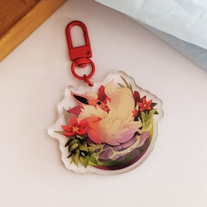 Flareon Pokemon Eevee Keychain Acrylic Eeveelutions Gift for Gamer - Etsy