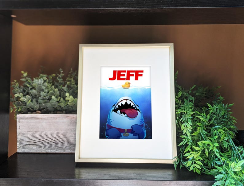 Jeff the Landshark Parody Print | Jaws Parody Print | NO-AI-ART | Human ...