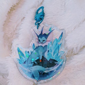 Vaporeon Pokemon Eevee Keychain Acrylic Eeveelutions Gift for Gamer - Etsy