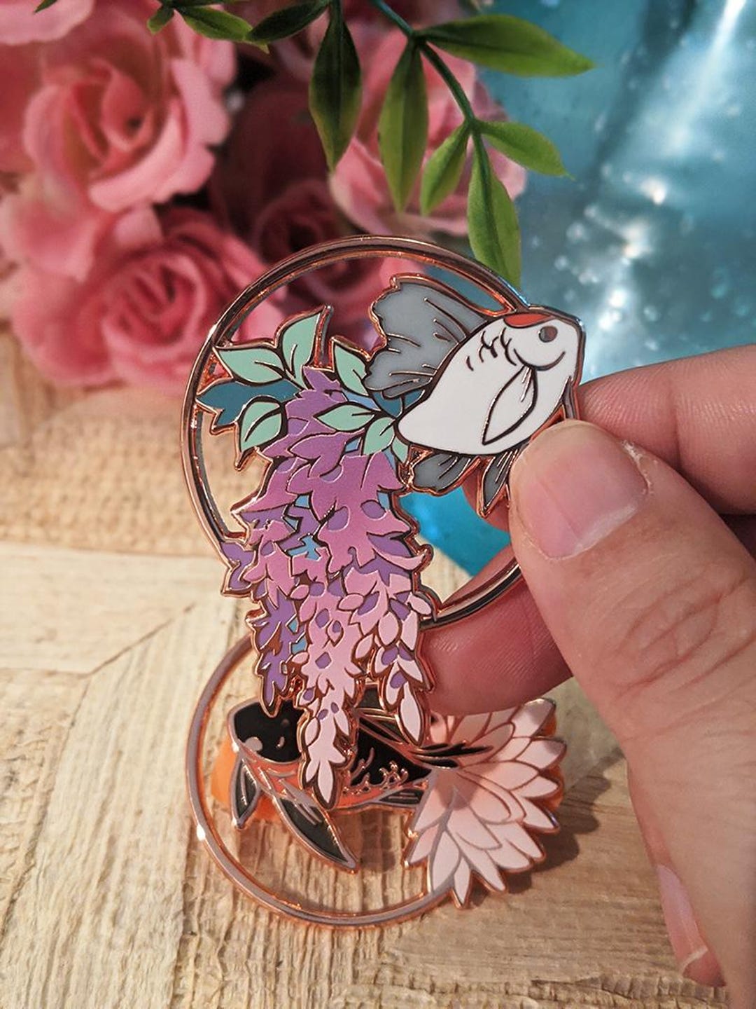Floral Koi: Wisteria - Hard Enamel Pin | Gold Plated | Elegant Gift ...
