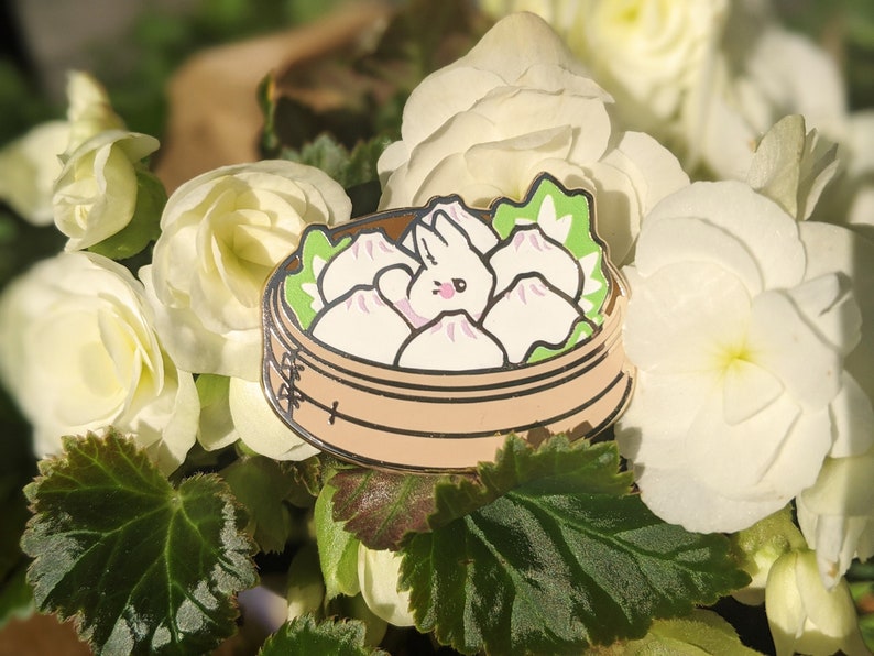 Hidden Rabbit Bao Bun | Hard Enamel Pin Gold | Gift for Animal Lovers ...