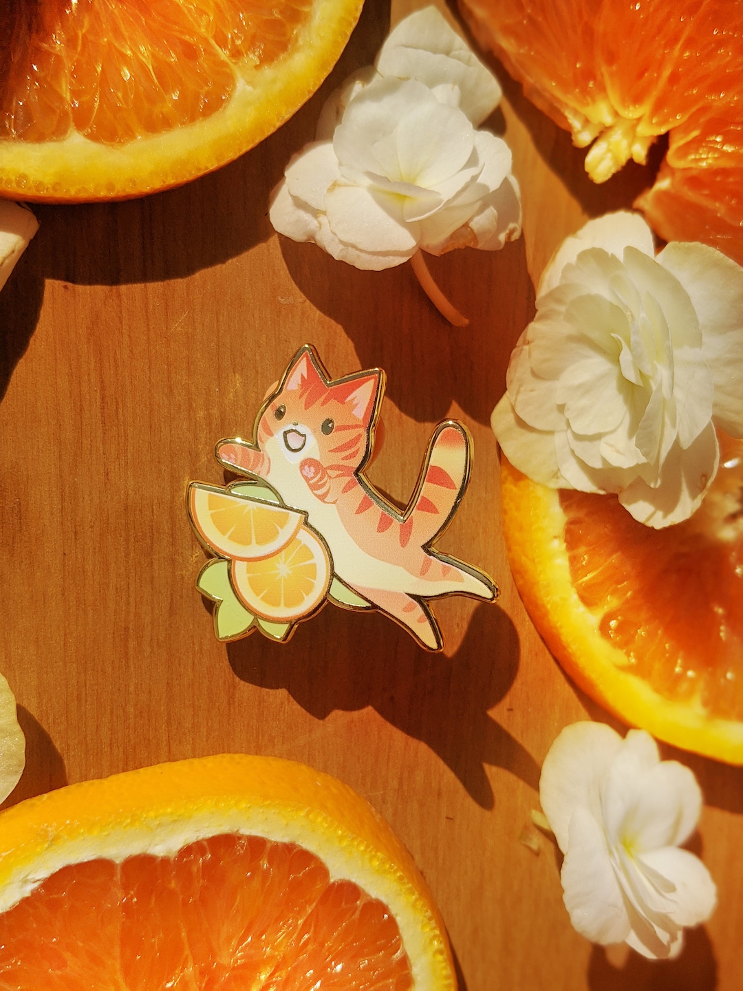 Orange Slices With Ginger Cat Enamel Pin | Gift for Cat Lovers | Ginger ...