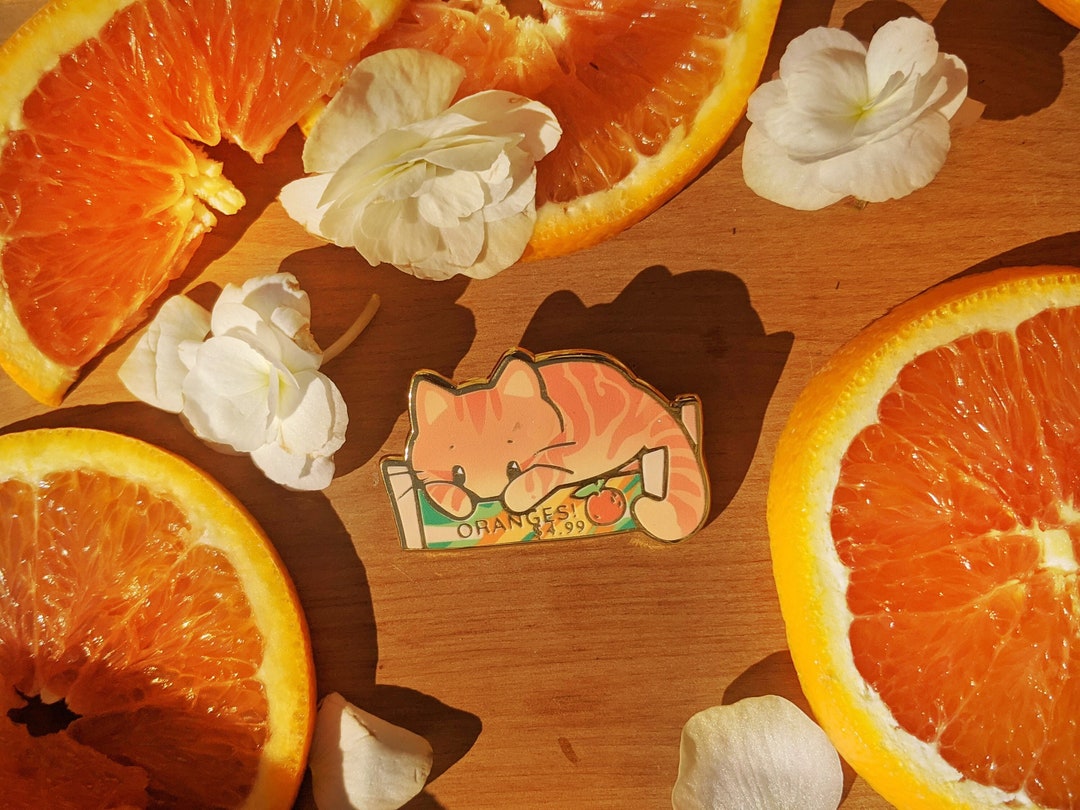 Orange Crate Box Cat Enamel Pin | Gift for Cat Lovers | Ginger Cat ...