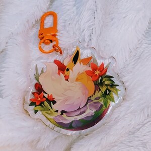 Flareon Pokemon Eevee Keychain Acrylic Eeveelutions Gift for Gamer - Etsy