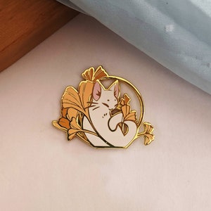 Ginkgo Cat Hard Enamel Pin | Gold | Gift for Cat Lovers | Black Cat ...
