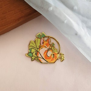 Ginkgo Cat Hard Enamel Pin | Gold | Gift for Cat Lovers | Black Cat ...